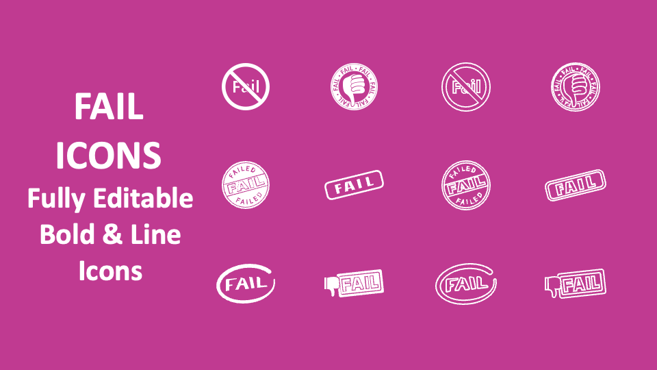 Fail Icons for Google Slides and PowerPoint