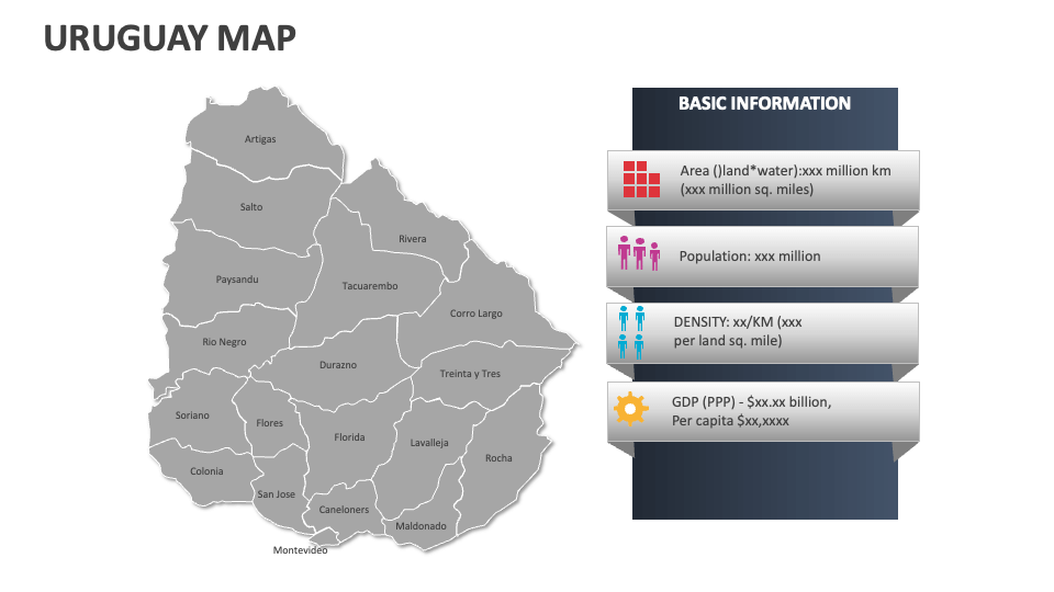 Uruguay Map for Google Slides and PowerPoint - PPT Slides
