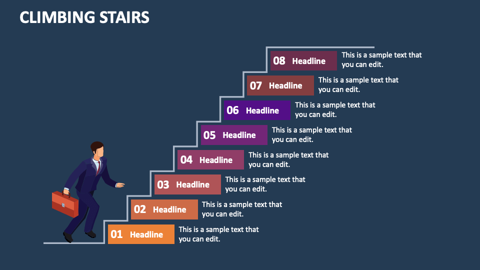 Climbing Stairs PowerPoint and Google Slides Template - PPT Slides