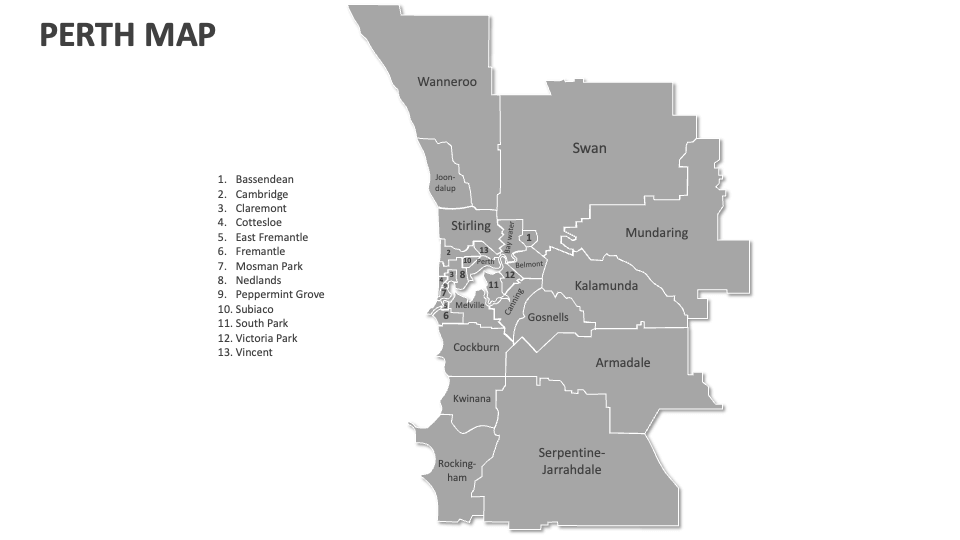 Perth Map for Google Slides and PowerPoint - PPT Slides