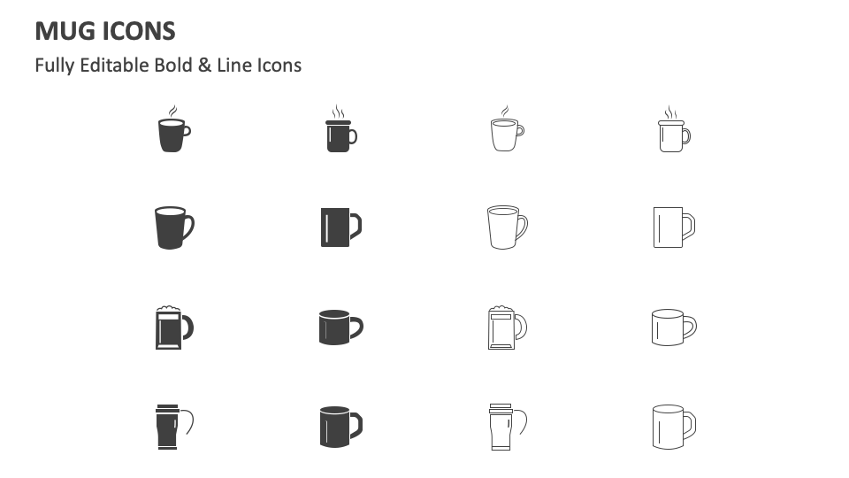 Mug Icons for Google Slides and PowerPoint