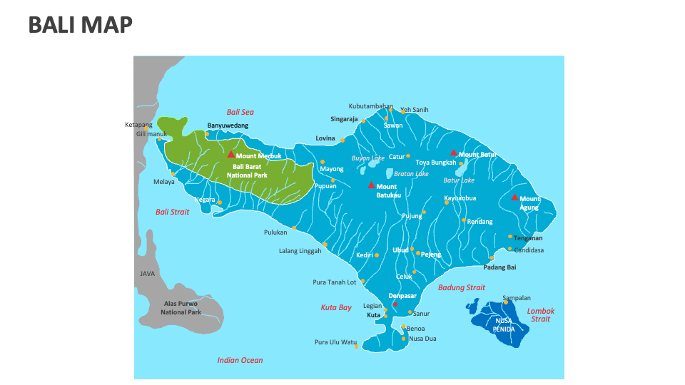 Bali Map for Google Slides and PowerPoint - PPT Slides
