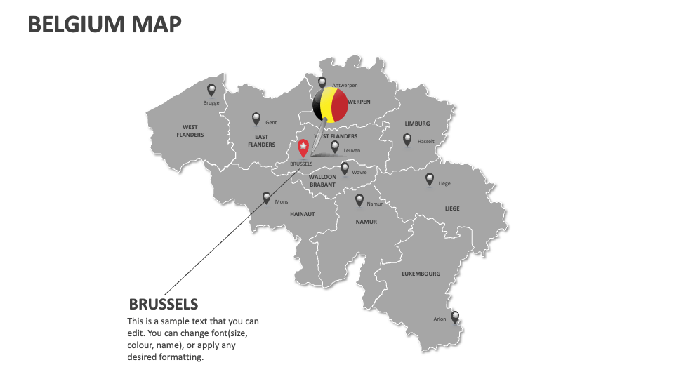 Belgium Map for Google Slides and PowerPoint - PPT Slides