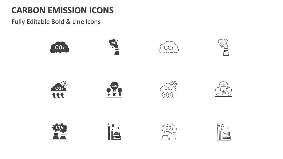 Carbon Emission Icons for Google Slides and PowerPoint