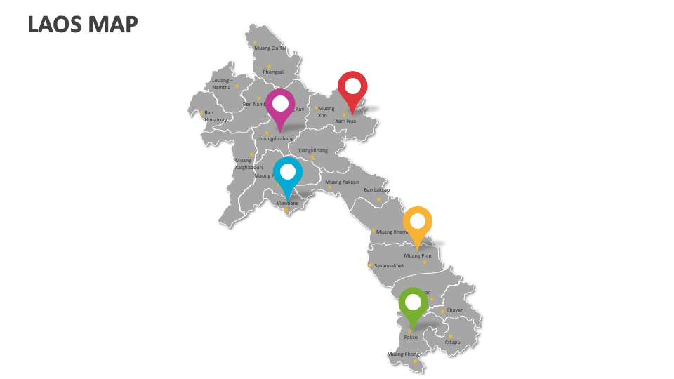 Laos map for Google Slides and PowerPoint - PPT Slides