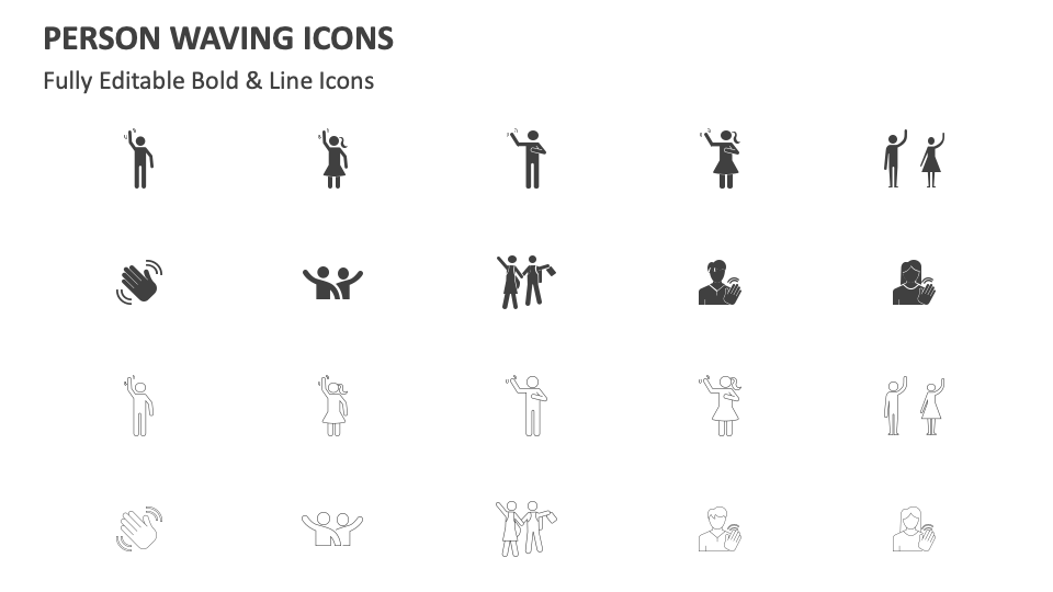 Person Waving Icons for Google Slides and PowerPoint