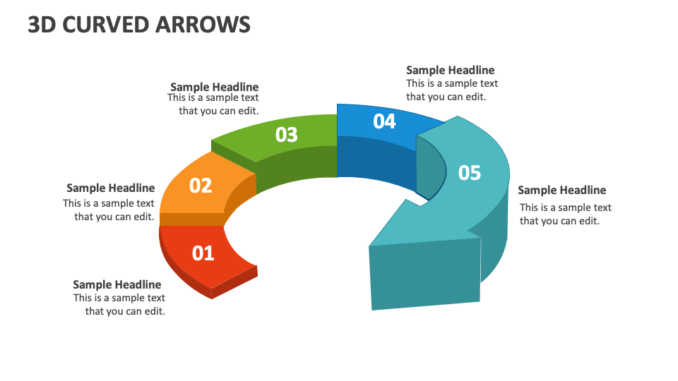 3D Curved Arrows PowerPoint and Google Slides Template - PPT Slides
