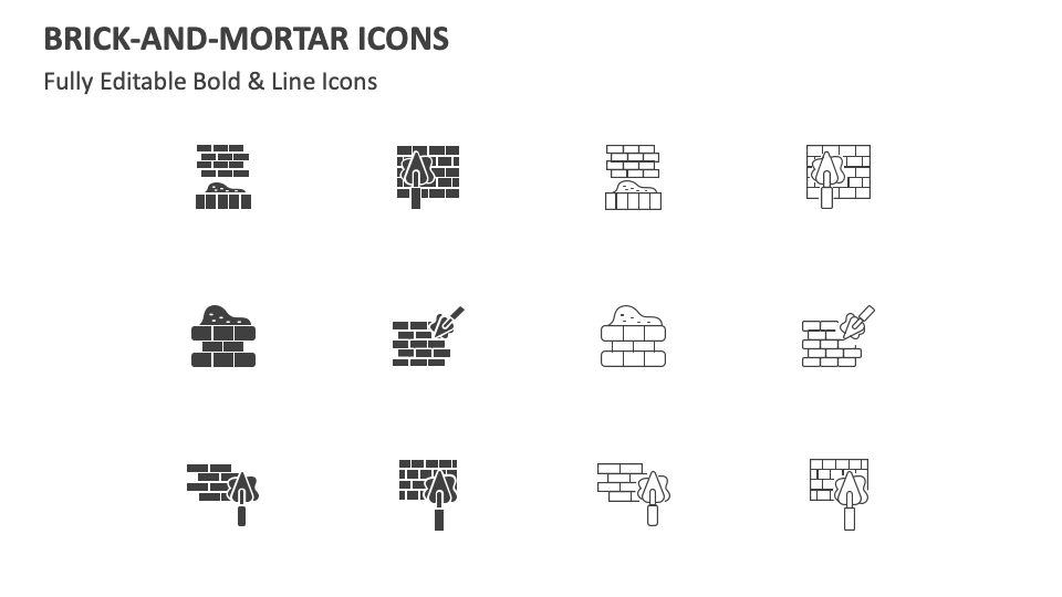 Brick-and-Mortar Icons for Google Slides and PowerPoint