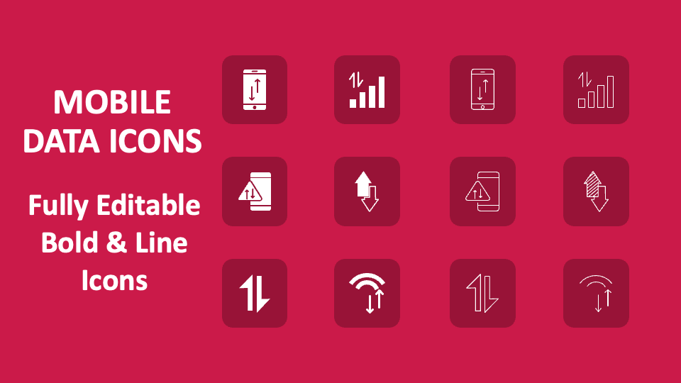 Mobile Data Icons for Google Slides and PowerPoint