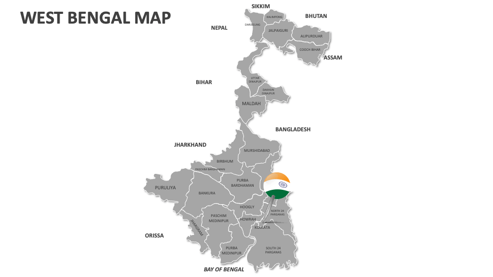 West Bengal Map for Google Slides and PowerPoint - PPT Slides