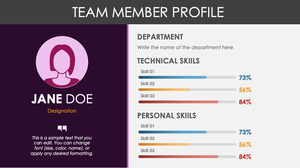 Team Member Profile PowerPoint and Google Slides Template - PPT Slides