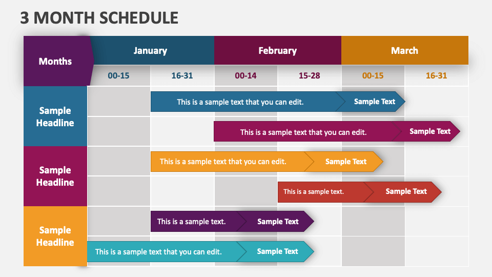 3 Month Schedule PowerPoint and Google Slides Template - PPT Slides