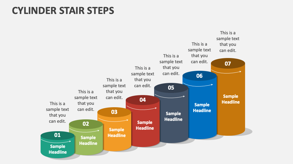 Cylinder Stair Steps PowerPoint and Google Slides Template - PPT Slides