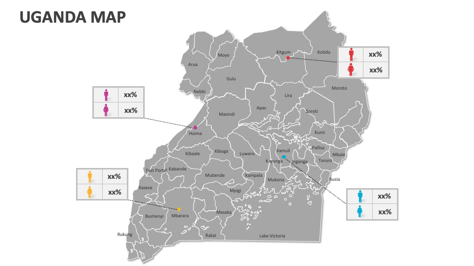 Uganda Map for Google Slides and PowerPoint - PPT Slides