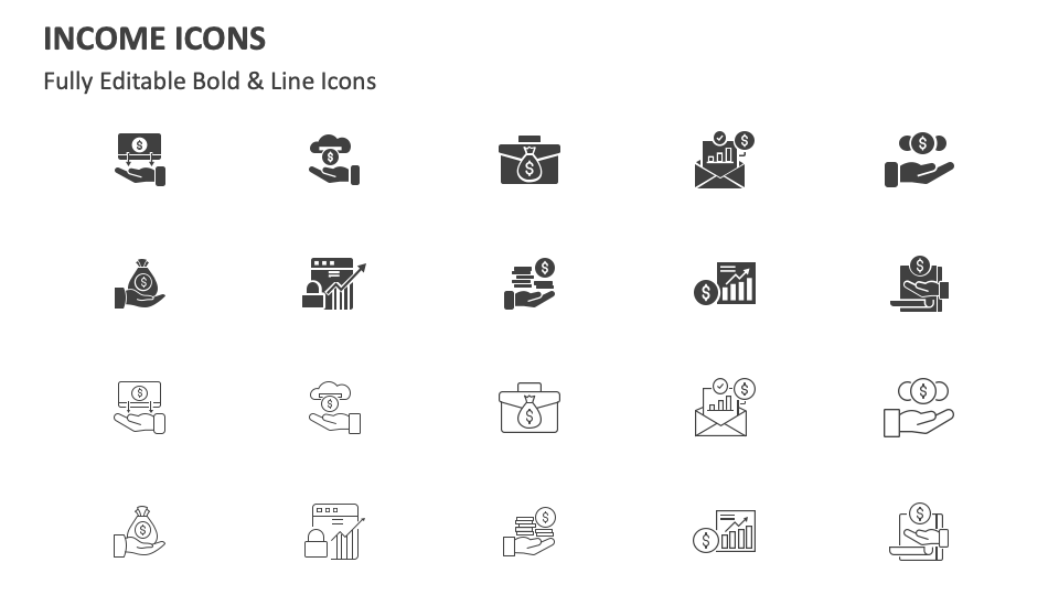 Income Icons for Google Slides and PowerPoint