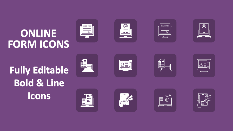 Online Form Icons for Google Slides and PowerPoint