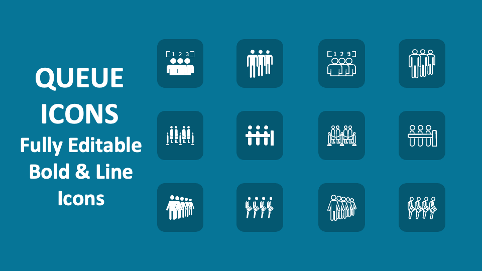Queue Icons for Google Slides and PowerPoint