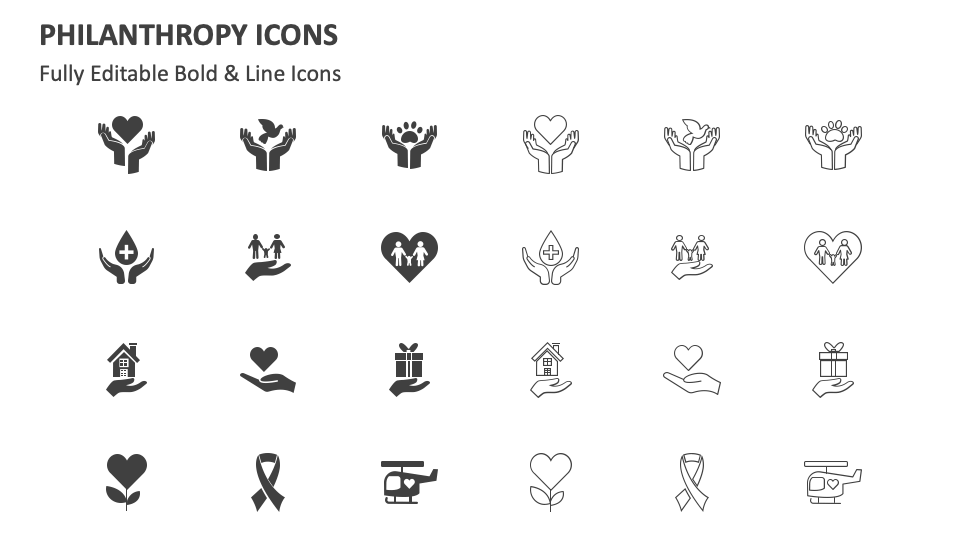 Philanthropy Icons for Google Slides and PowerPoint