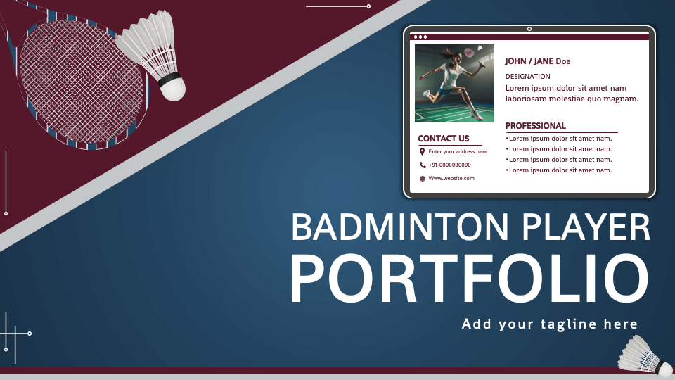 Free Badminton Player Portfolio Presentation Template for Google Slides ...