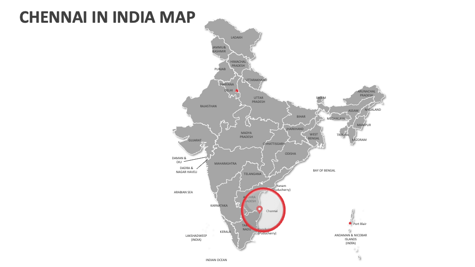 Chennai Map for Google Slides and PowerPoint - PPT Slides