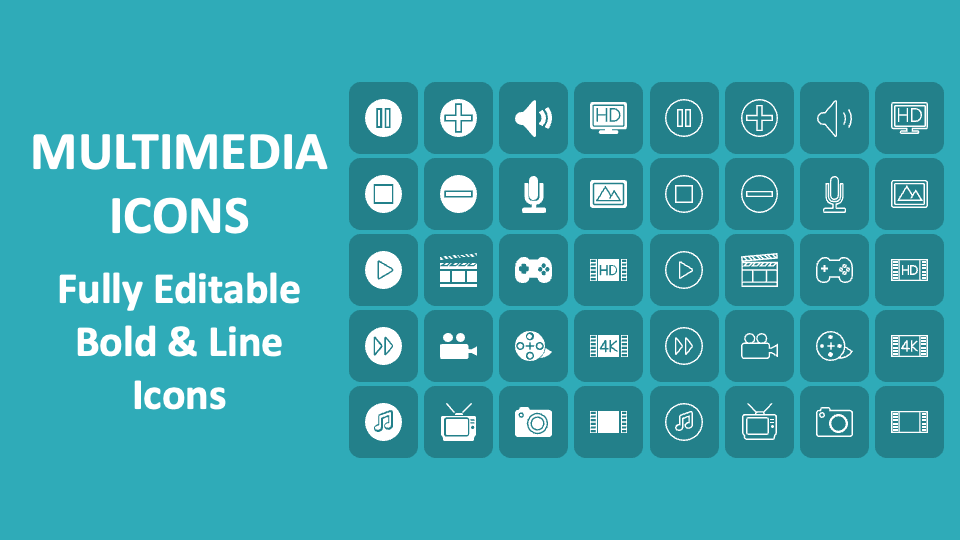 Multimedia Icons for Google Slides and PowerPoint