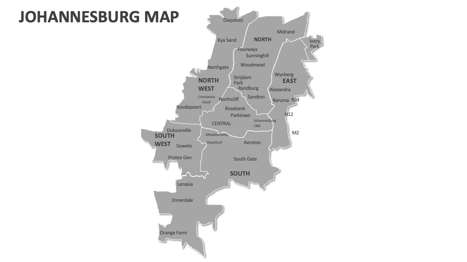 Johannesburg Map for Google Slides and PowerPoint - PPT Slides