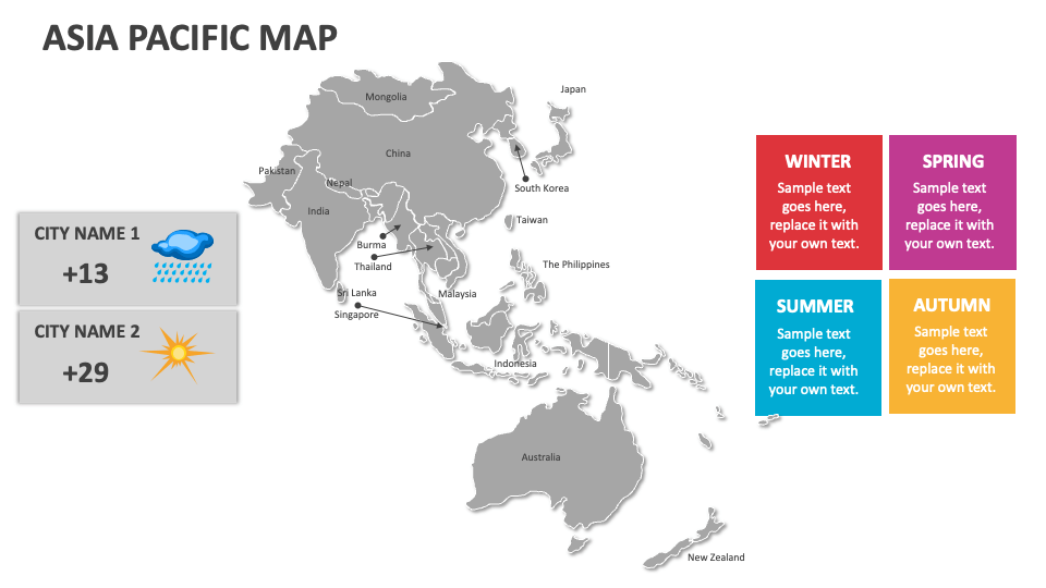 Asia Pacific map for Google Slides and PowerPoint - PPT Slides