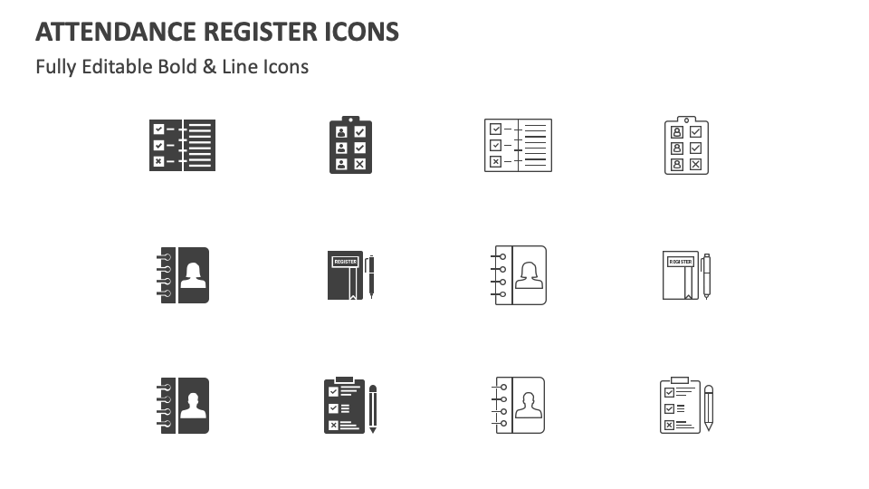 Attendance Register Icons for Google Slides and PowerPoint