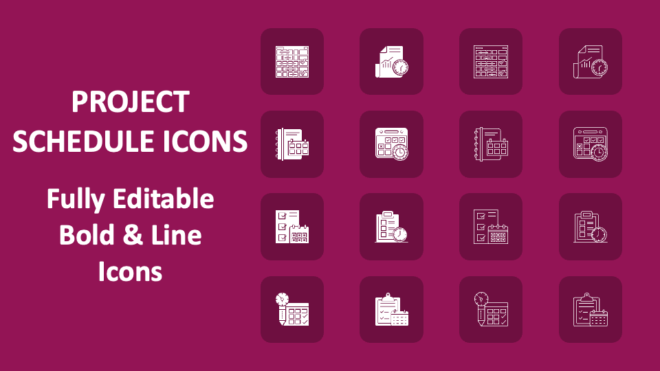 Project Schedule Icons for Google Slides and PowerPoint