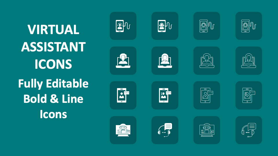 Virtual Assistant Icons for Google Slides and PowerPoint