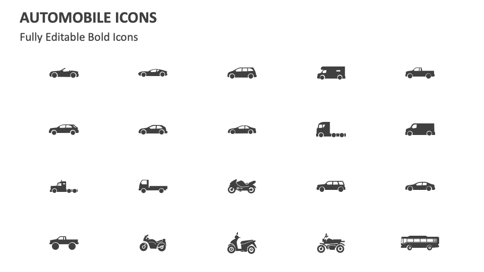 Automobile Icons for Google Slides and PowerPoint