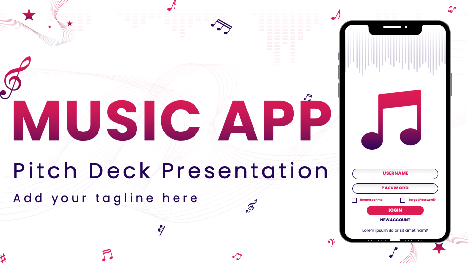 Music App Pitch Deck for Google Slides and PowerPoint - PPT Slides