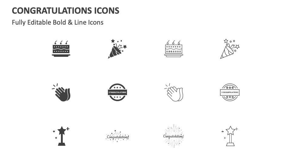 Congratulations Icons for Google Slides and PowerPoint