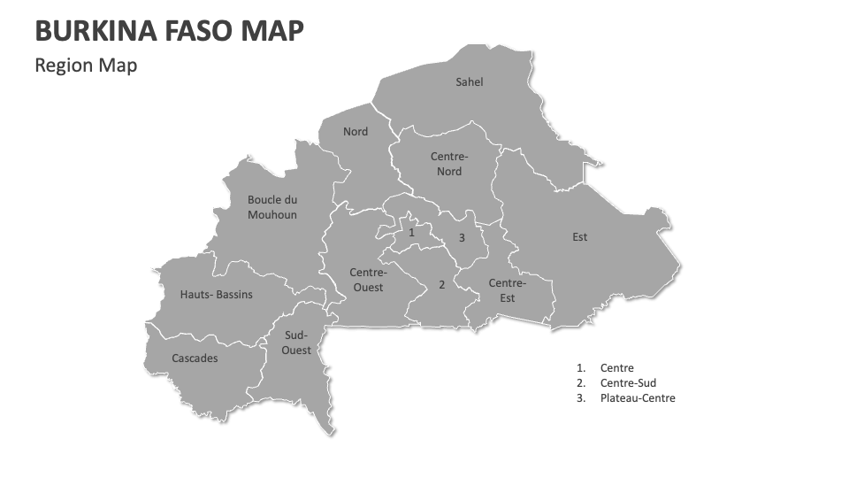 Burkina Faso Map for Google Slides and PowerPoint - PPT Slides