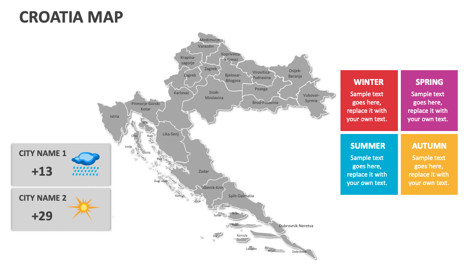 Croatia Map for Google Slides and PowerPoint - PPT Slides