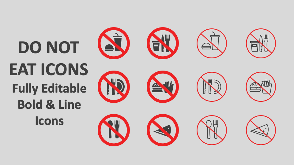 Do Not Eat Icons for Google Slides and PowerPoint