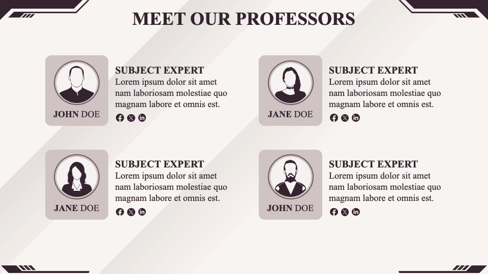 Free Meet Our Professors Presentation Template for Google Slides and ...