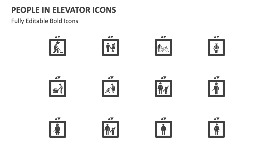 People in Elevator Icons for Google Slides and PowerPoint