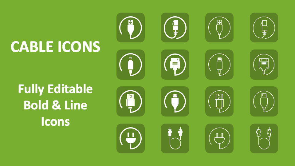 Cable Icons for PowerPoint and Google Slides - PPT Slides