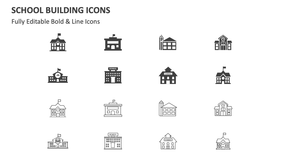 School Building Icons for Google Slides and PowerPoint