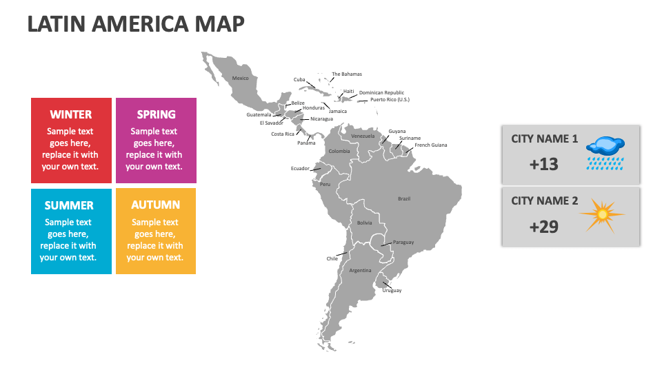 Latin America Map for Google Slides and PowerPoint - PPT Slides
