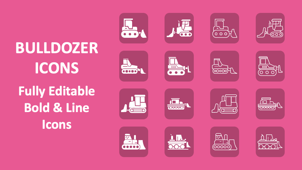 Bulldozer Icons for PowerPoint and Google Slides - PPT Slides