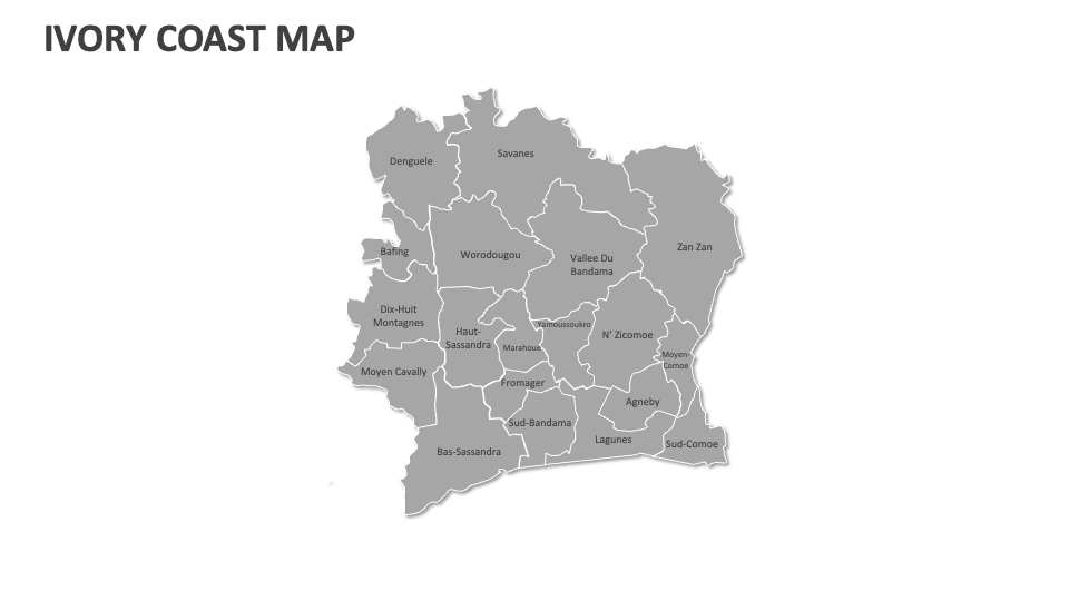 Ivory Coast map for Google Slides and PowerPoint - PPT Slides