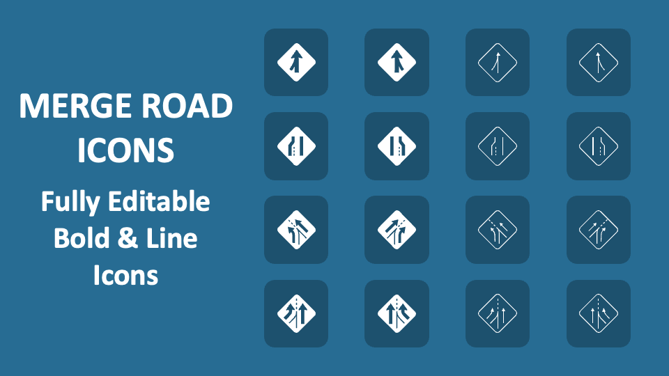 Merge Road Icons for Google Slides and PowerPoint