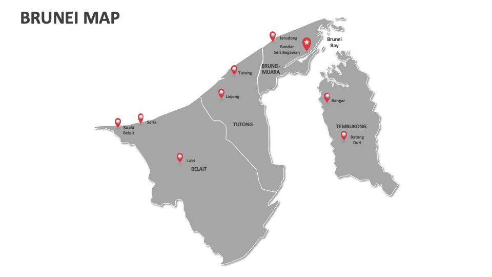 Brunei map for Google Slides and PowerPoint - PPT Slides