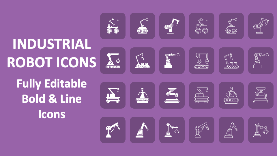 Industrial Robot Icons for Google Slides and PowerPoint