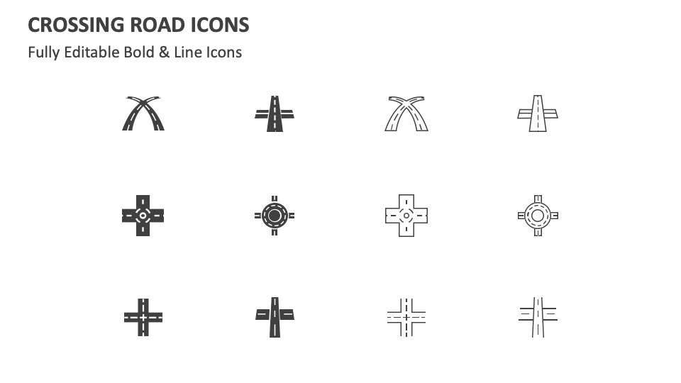Crossing Road Icons for Google Slides and PowerPoint
