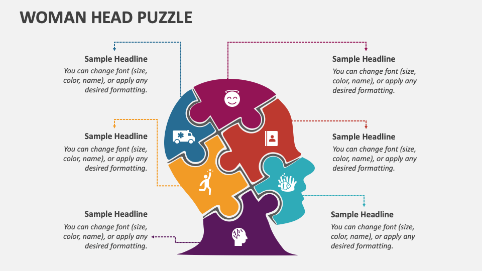 Woman Head Puzzle PowerPoint and Google Slides Template - PPT Slides