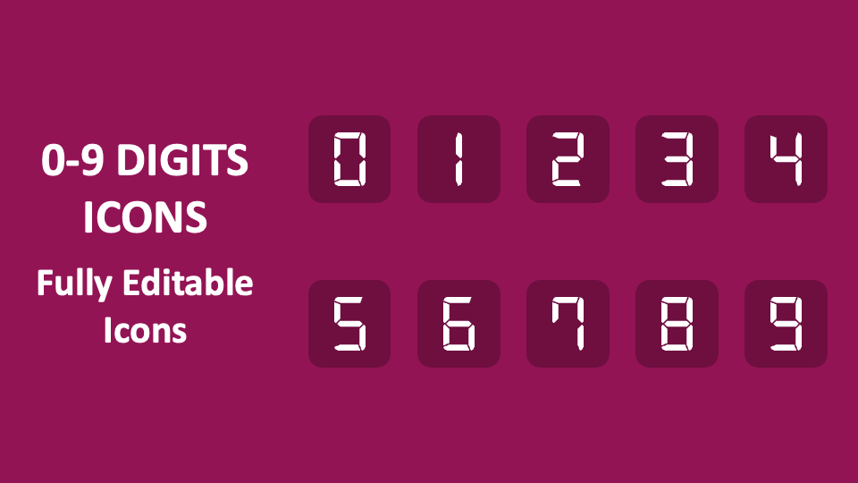 0-9 Digits Icons for PowerPoint and Google Slides - PPT Slides