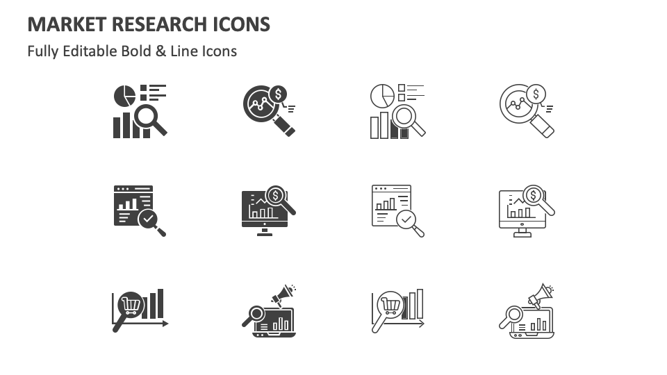 Market Research Icons for PowerPoint and Google Slides - PPT Slides